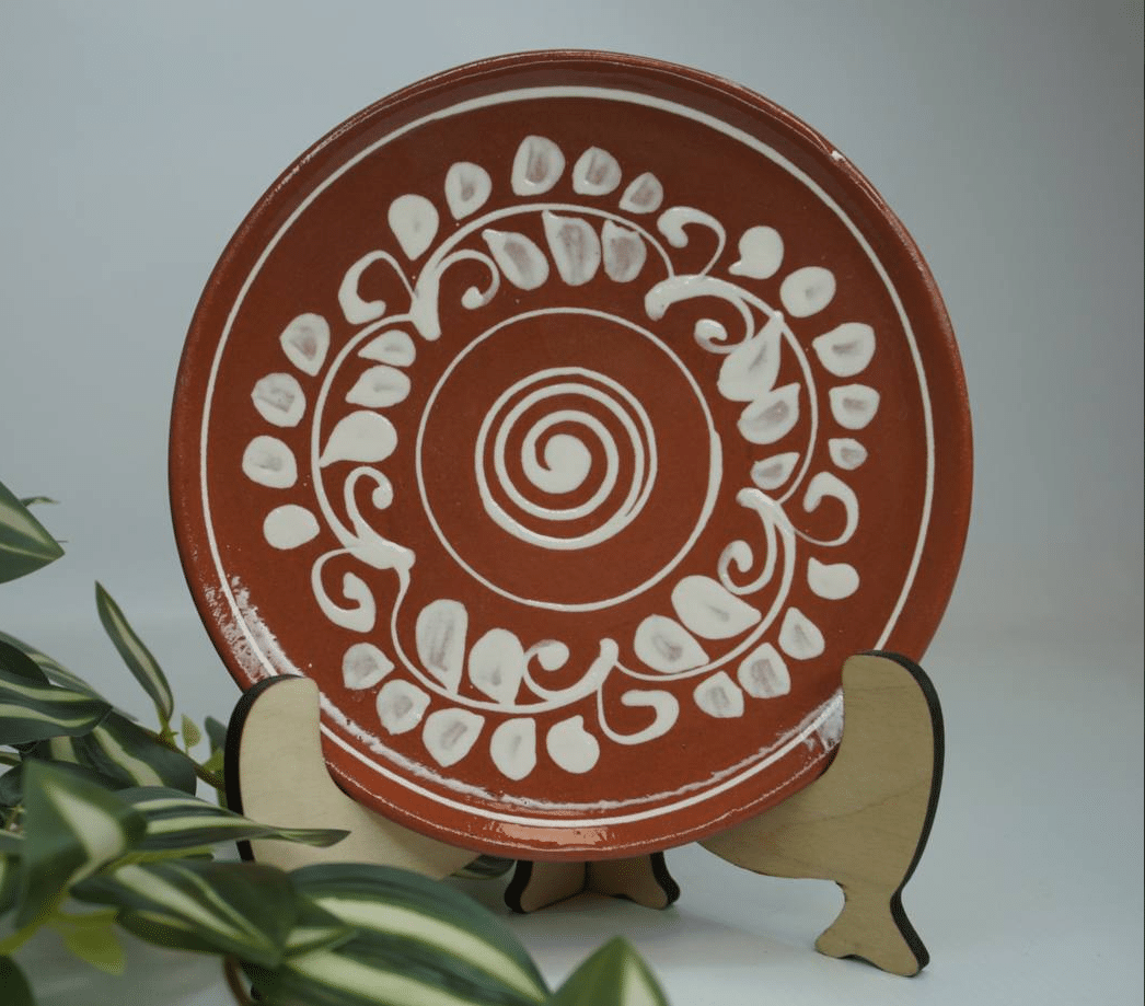 Farfurie din lut ”Desen alb” - Etnik